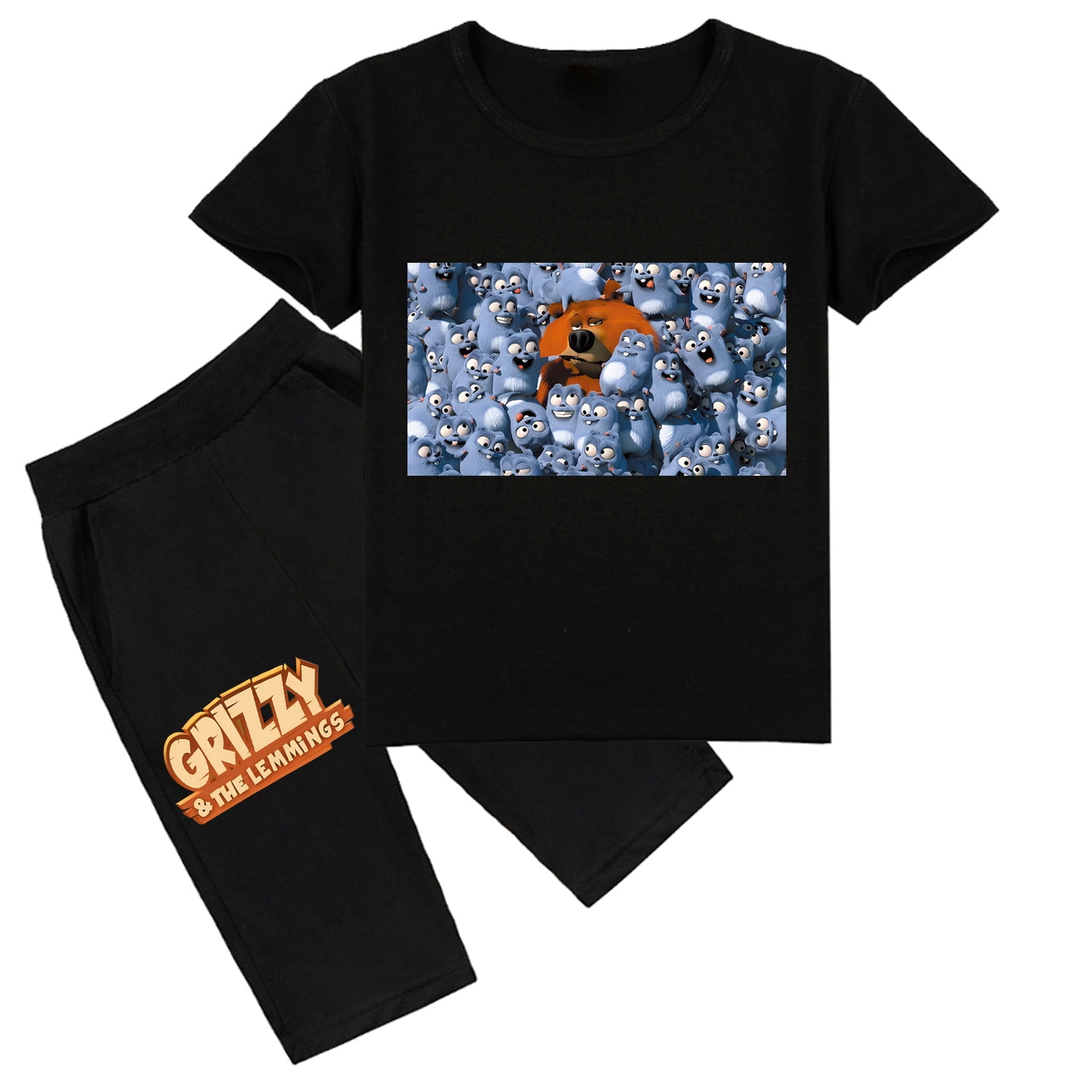 Catchy Kids' Summer Outfit: Grizzly And The Lemmings Print on Cotton ...