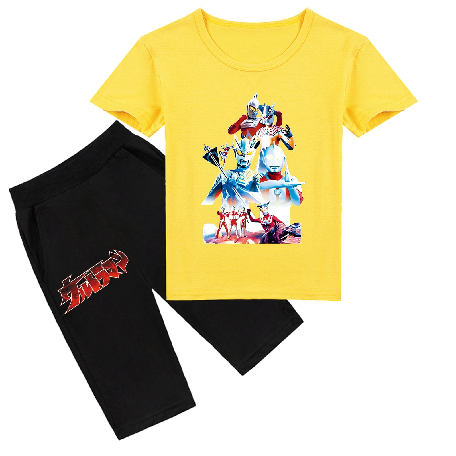 Catchy Kids Summer Outfit Ultraman Print on Cotton Tee Shorts A Must ...