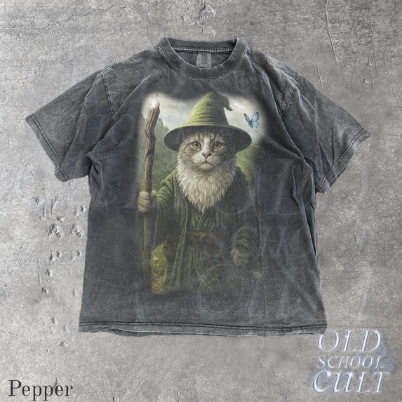 Catdalf Wizard Vintage 90s Graphic Comfort Colors® Shirt, Cat Fantasy ...