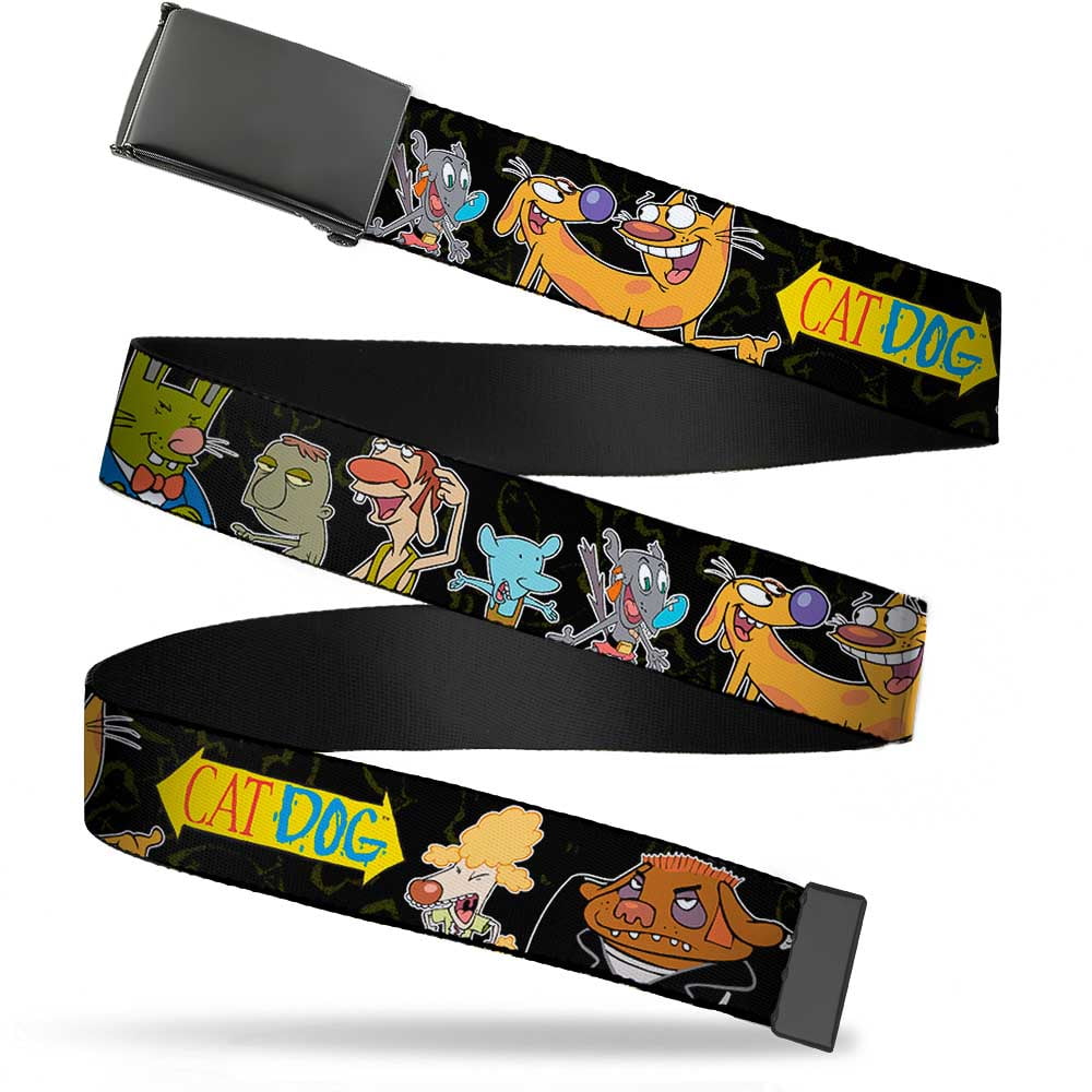 Nickelodeon Belt, Flip Web Belt CatDog Group Pose Black Multi Color, 1. ...