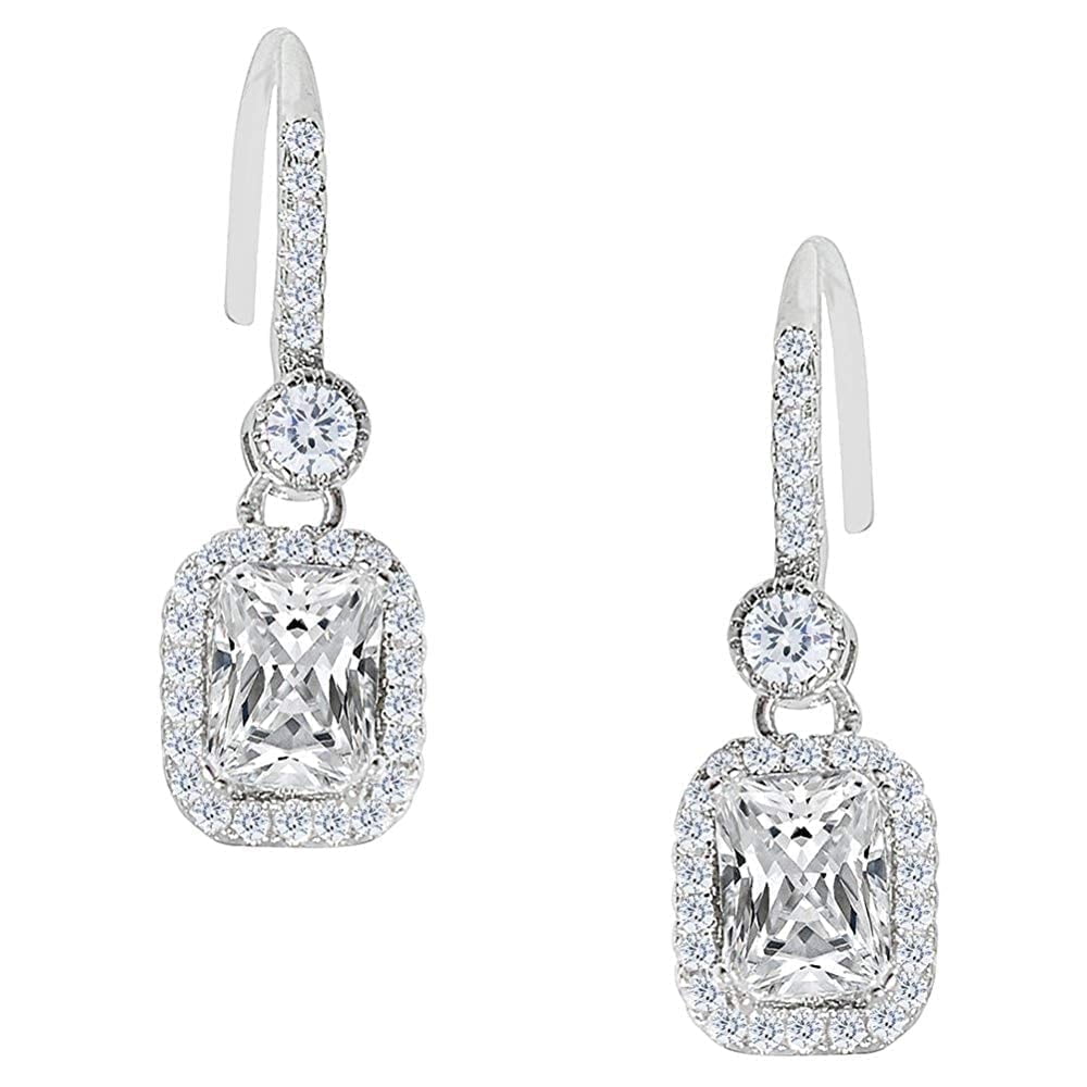 Cate & Chloe Athena 18k White Gold Plated Drop Earrings with Simulated ...