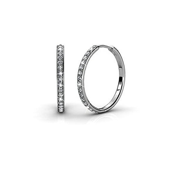 Cate & Chloe Bianca 18k White Gold Hoop Earrings with Swarovski ...