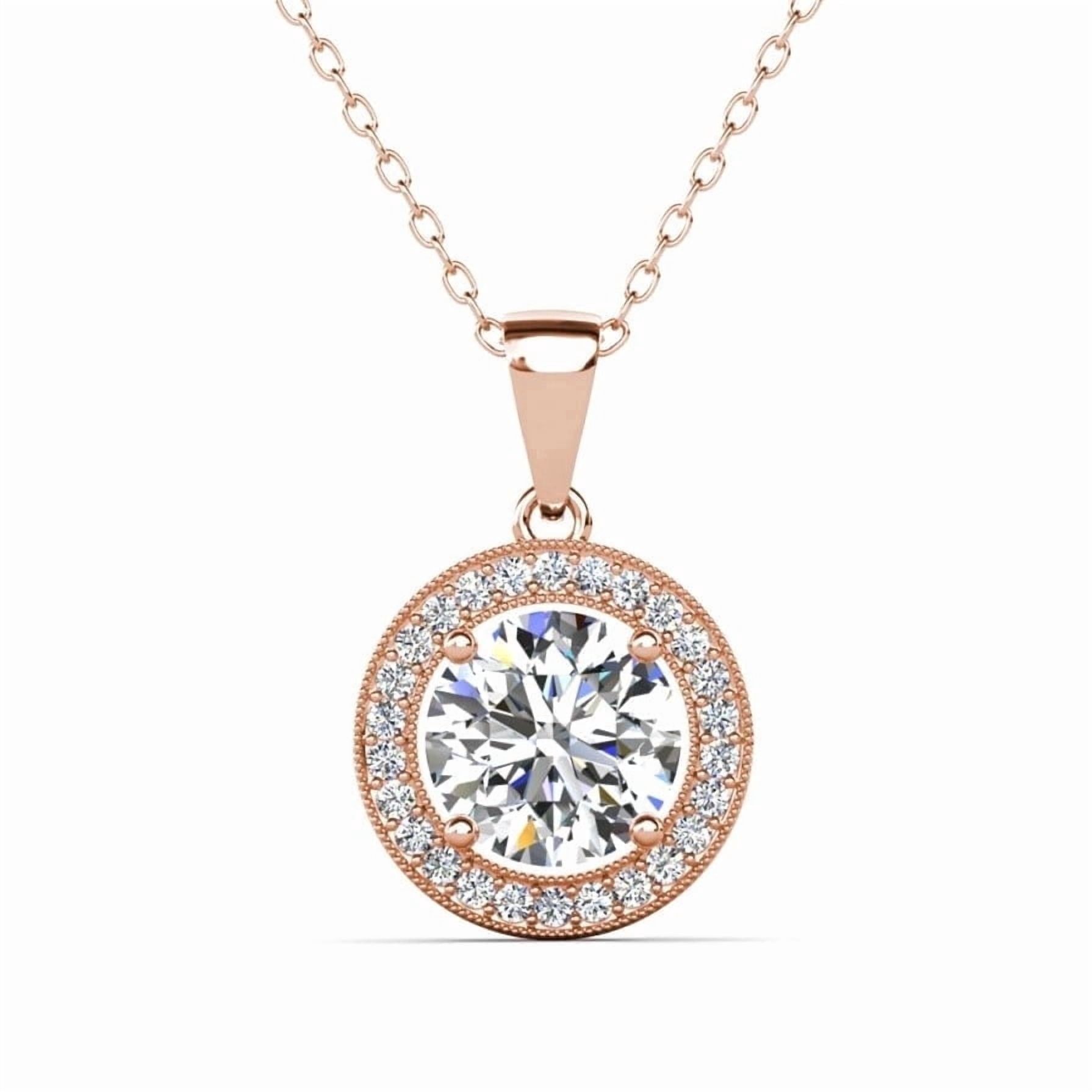 "Cate & Chloe Blake 18k Rose Gold Plated Halo Pendant Necklace ...