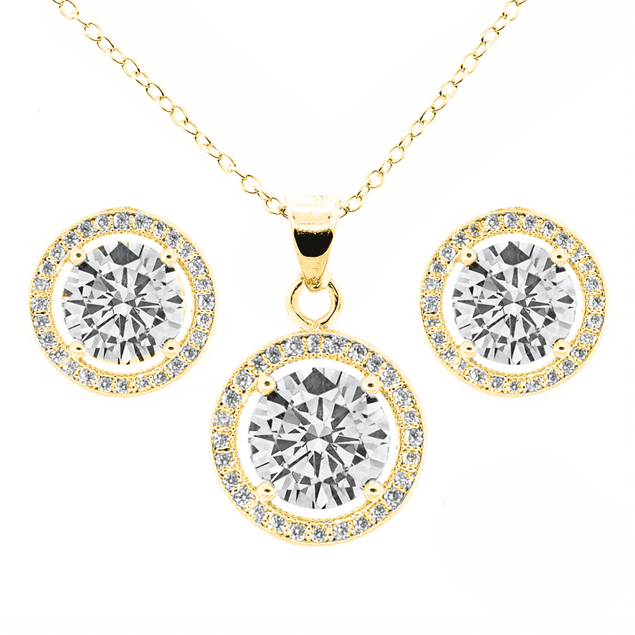 Cate & Chloe Blake 18k Yellow Gold Plated Halo Jewelry Set with ...