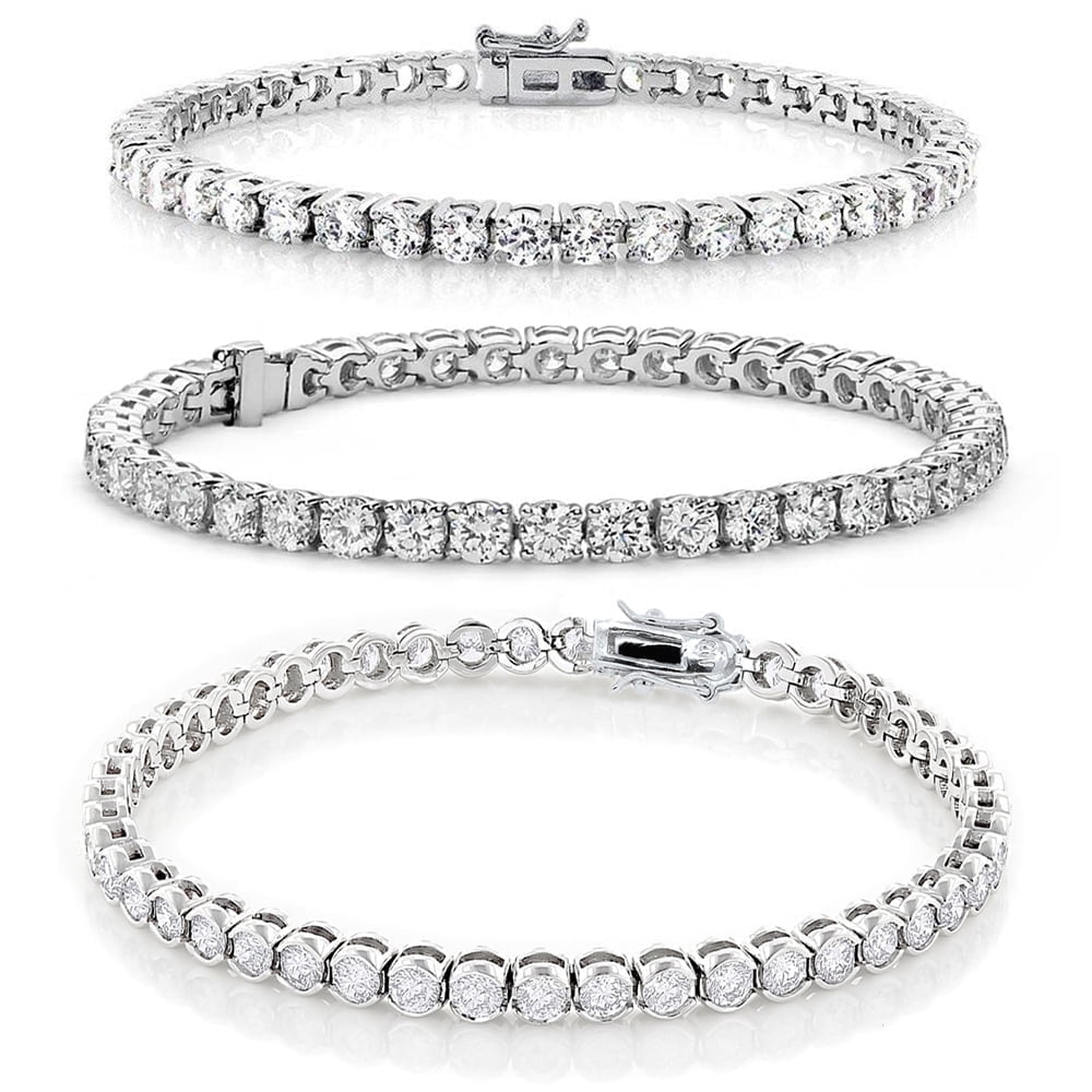 Cate & Chloe Bracelet Pack of 3, Olivia, Joelle, Kaylee White Gold Plated Tennis Bracelets for ...