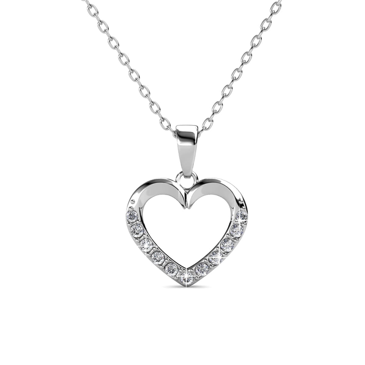Cate & Chloe Chelsea 18k White Gold Plated Silver Heart Necklace with ...