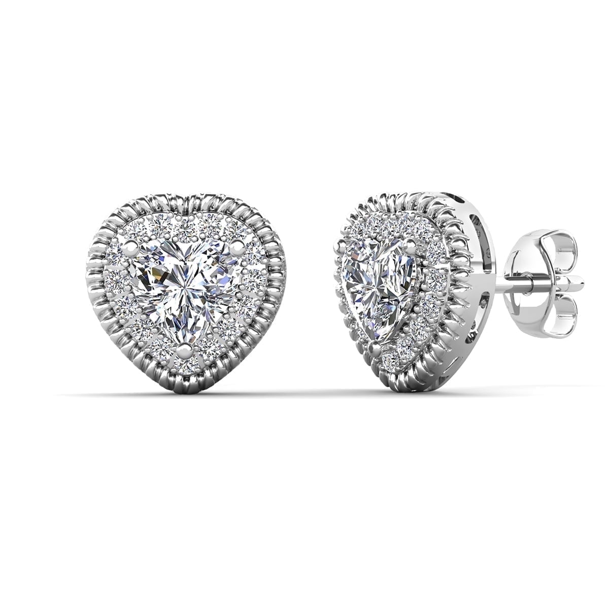 Cate & Chloe Coraline Heart Stud Earrings, 18k White Gold Plated ...