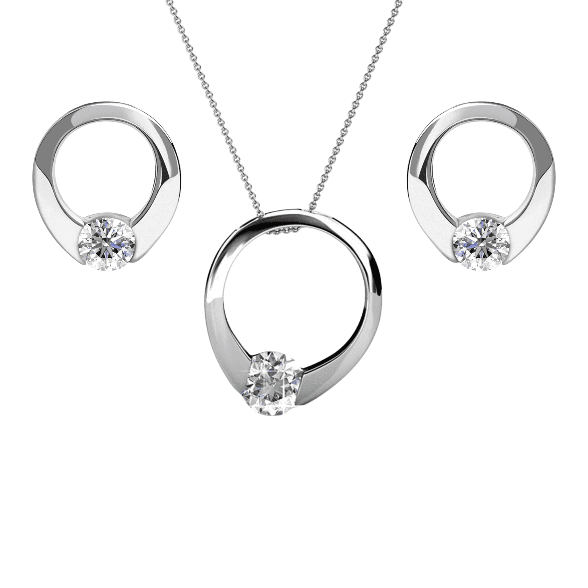 Cate & Chloe Dahlia 18k White Gold Plated Jewelry Set with Swarovski ...
