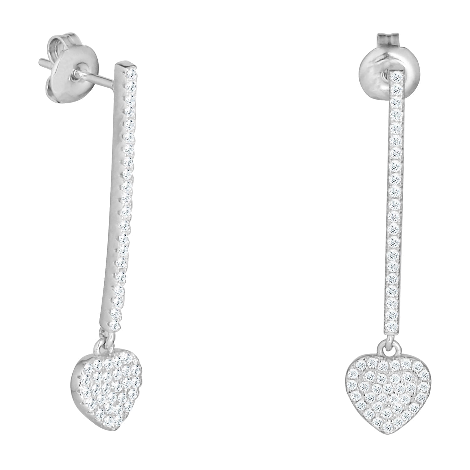 Cate & Chloe Ella 18k White Gold Plated Heart Drop Earrings with ...