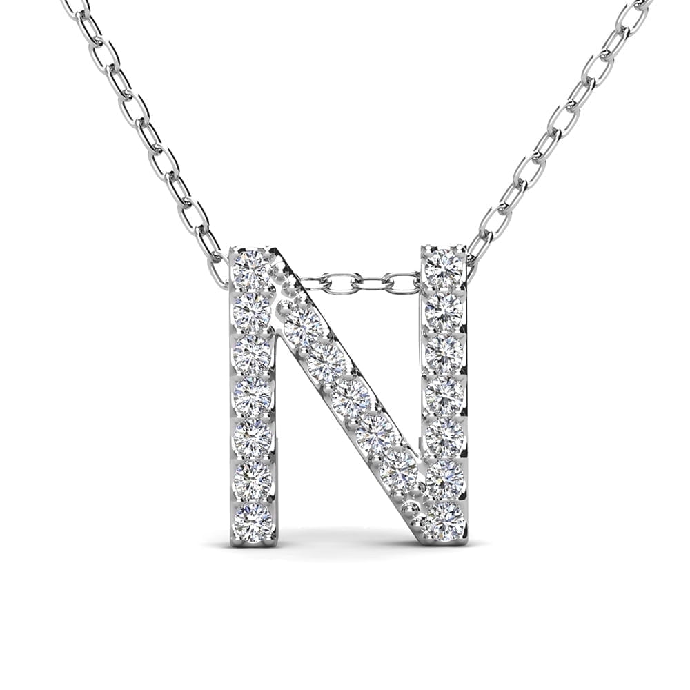 Cate & Chloe Ethereal Collection 18k White Gold Plated Initial Letter ...