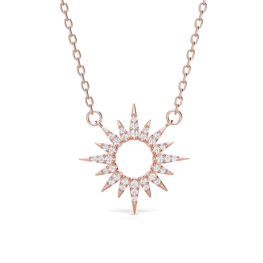 Cate & Chloe Evie 18k Rose Gold Sun Pendant Necklace, Swarovski ...