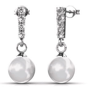 Cate & Chloe Destiny Drop Earrings, Swarovski Crystals, 18k White Gold ...