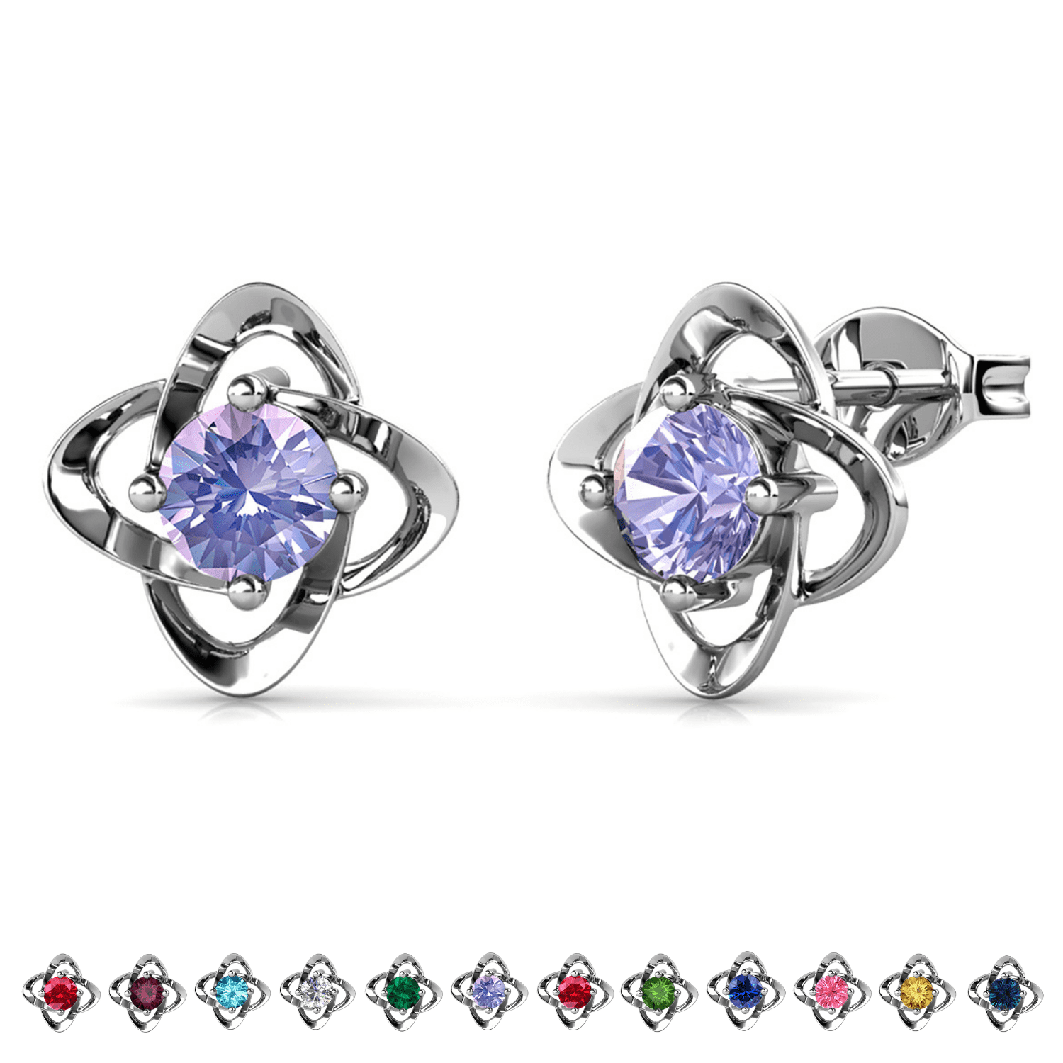 Cate & Chloe Infinity June Birthstone 18k White Gold Plated Women Earrings, Swarovski Crystals ...
