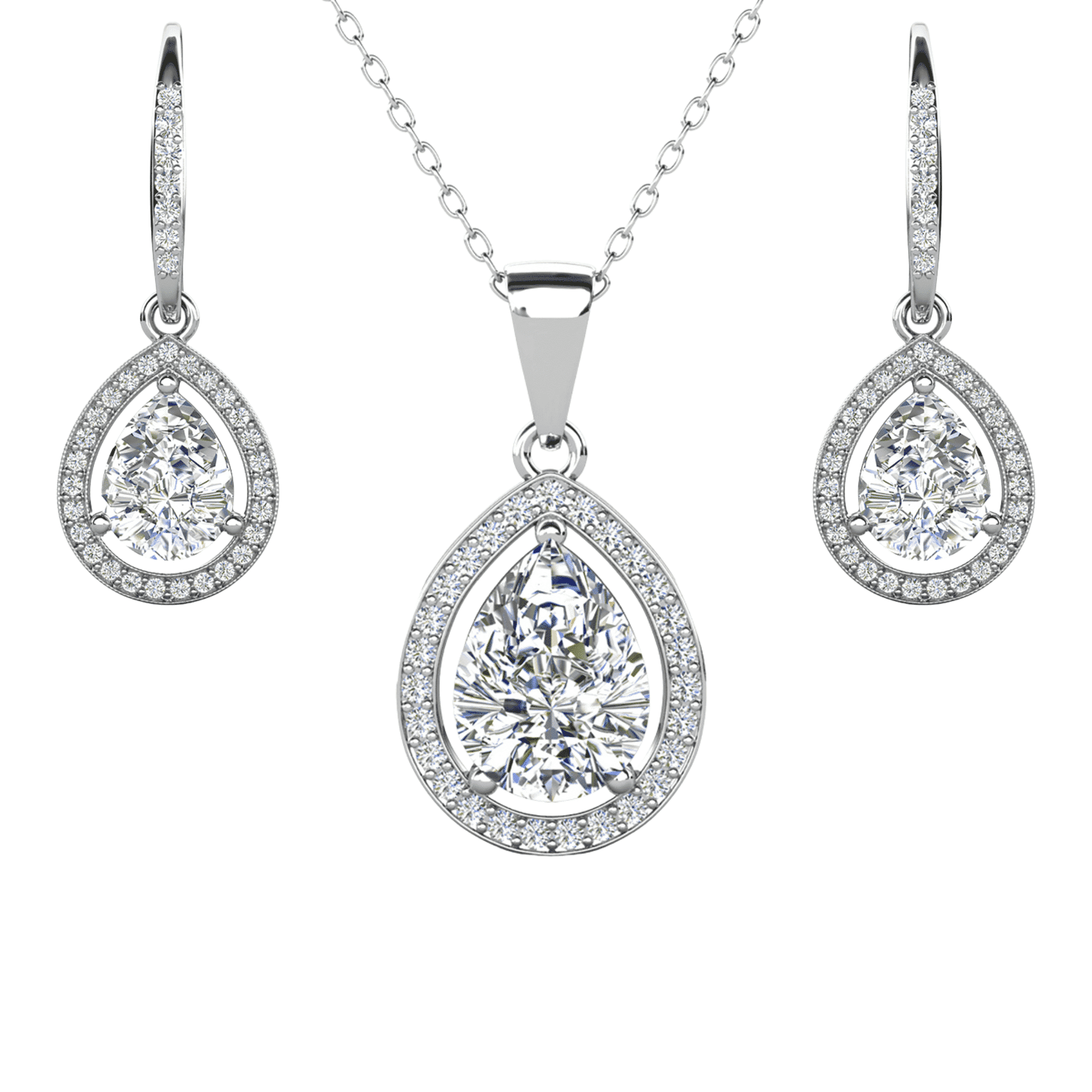 Cate & Chloe Isabel 18k White Gold Plated Drop Jewelry Set with ...