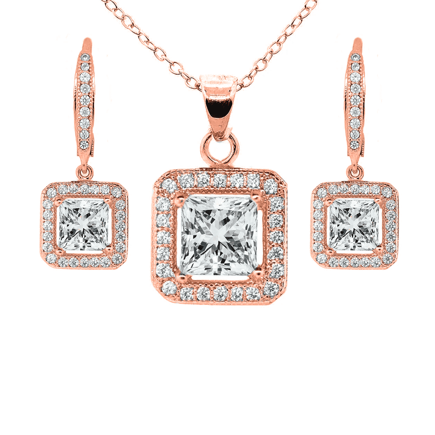 Cate & Chloe Ivy 18k Rose Gold Plated Jewelry Set with Simulated ...