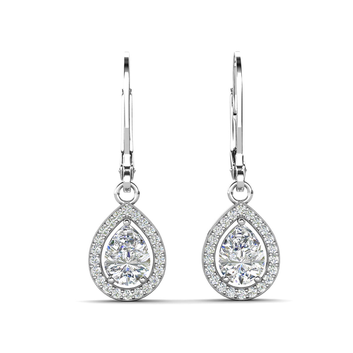 Cate & Chloe Izzy 18k White Gold Plated Silver Drop Earrings | AAA+ Grade CZ Crystal Dangling ...