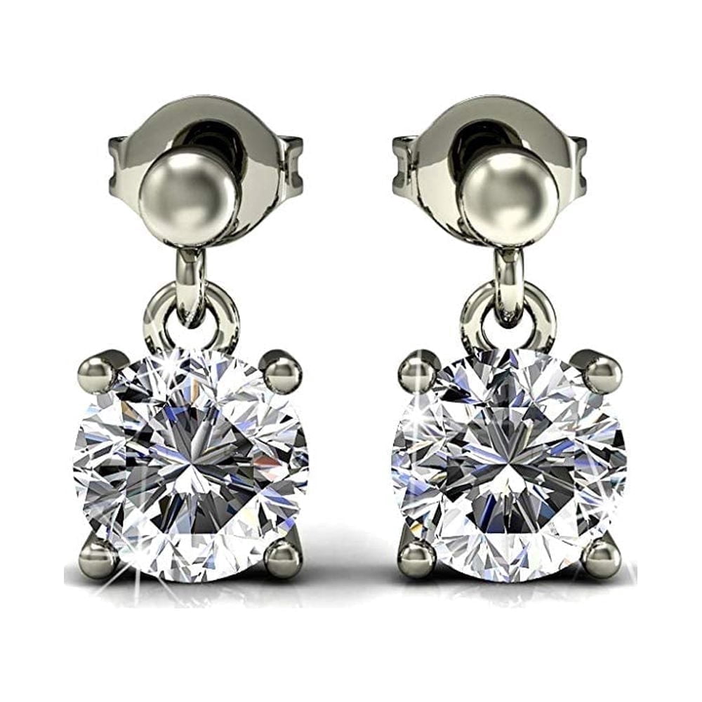 Cate & Chloe Jamie 18k White Gold Plated Stud Earrings with Swarovski ...