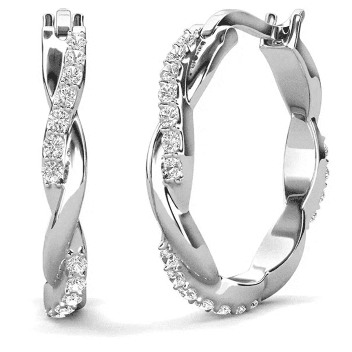 Cate & Chloe Lauren 18k White Gold Plated Hoop Earrings, Swarovski ...