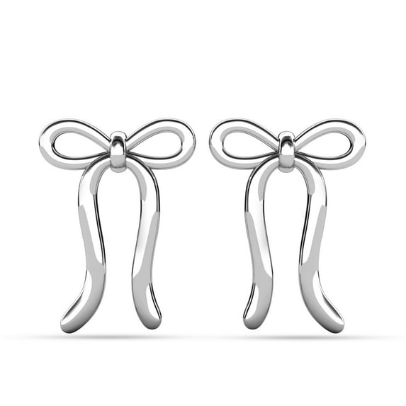 Cate & Chloe Lola 18k White Gold Plated Ribbon Bow Drop Earrings, Gift ...