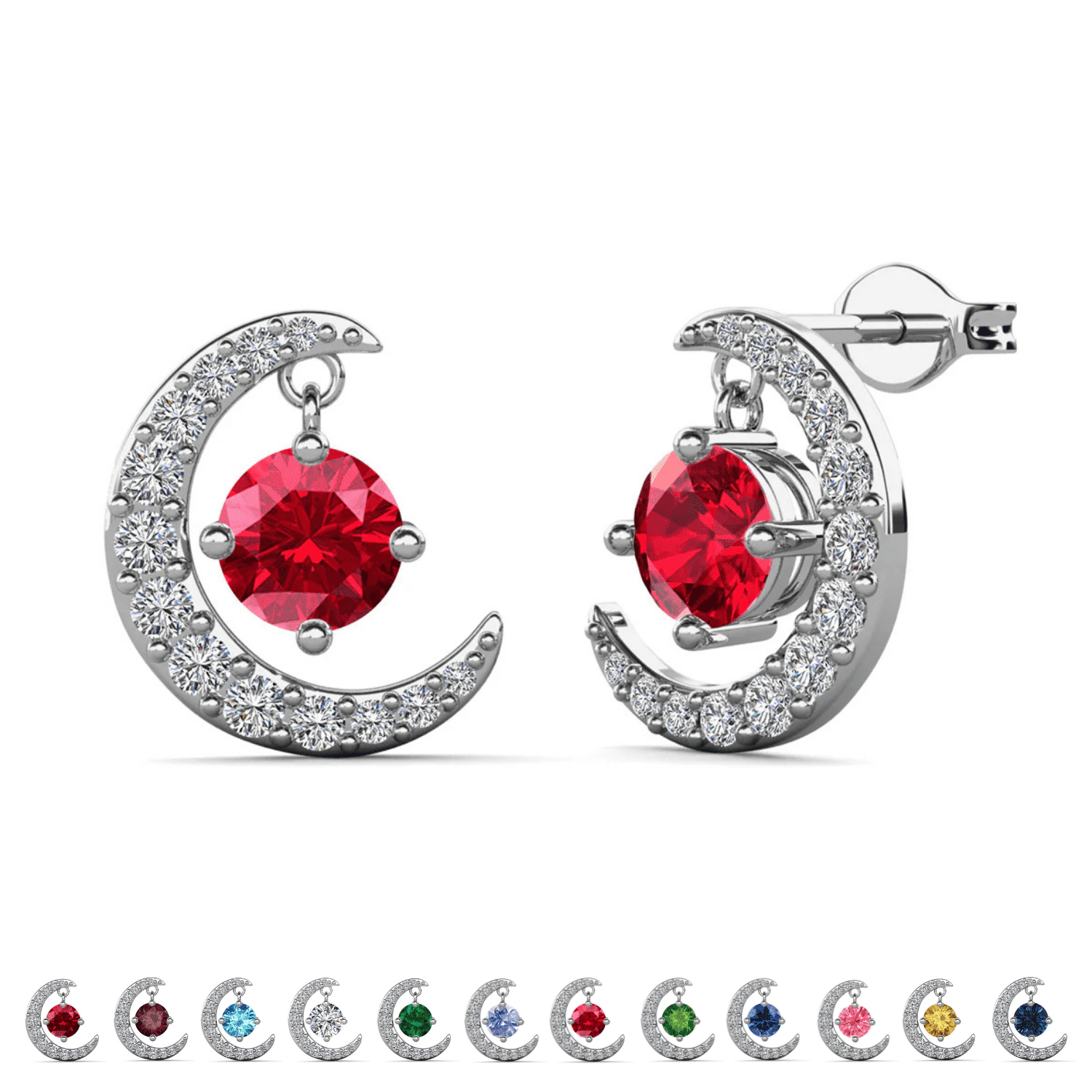 Cate & Chloe Luna 18k Gold Plated Earrings, July Birthstone, Round Cut ...
