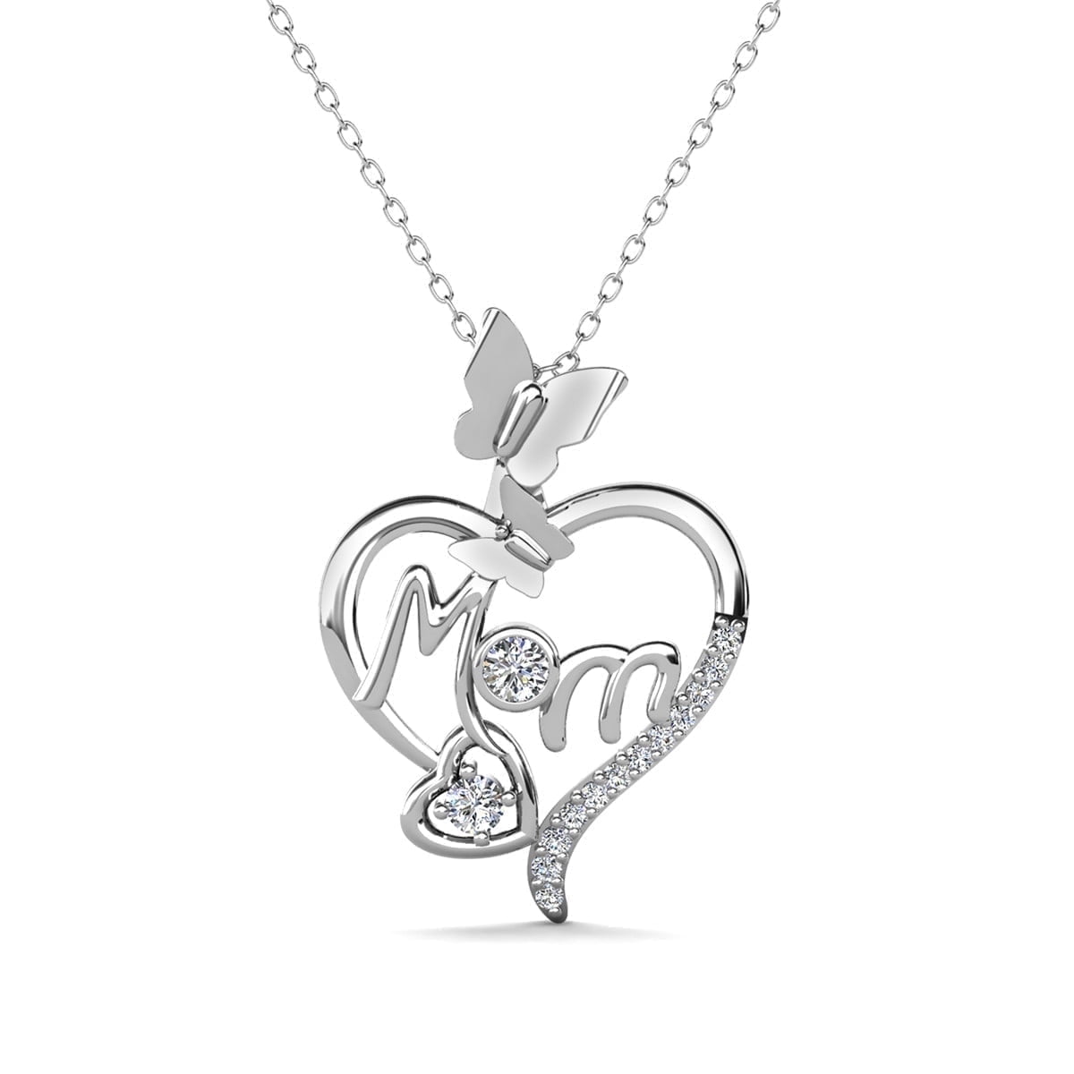 Cate & Chloe Mabel 18k White Gold Plated Mom Heart Necklace with ...