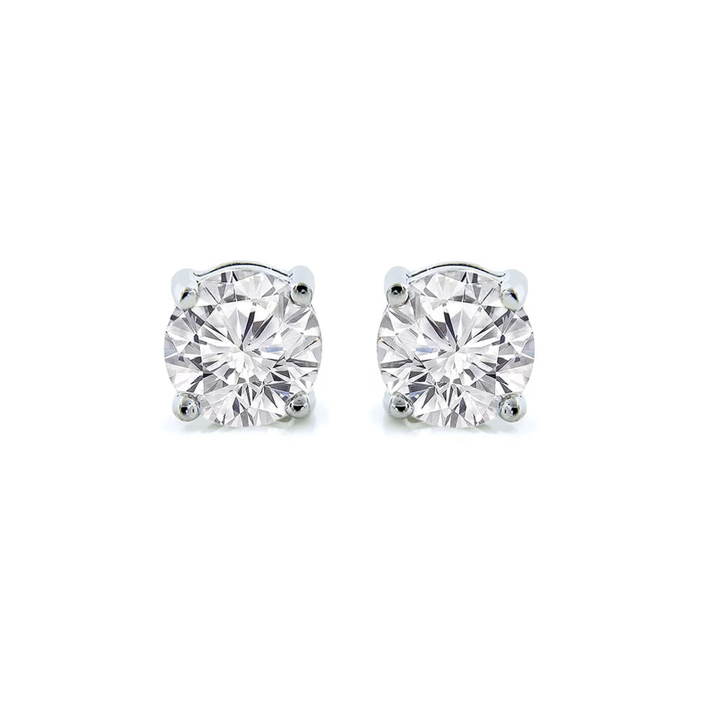 Cate & Chloe 18k White Gold Plated, CZ Solitaire Stud Earrings ...