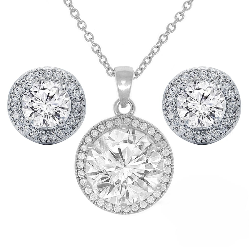 Cate & Chloe Mariah 18k White Gold Bridal Jewelry Set, Gemstone Pendant ...