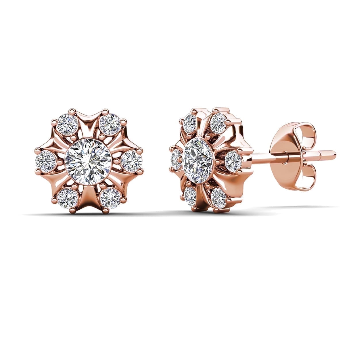 Cate & Chloe Millie 18k Rose Gold Stud Earrings, Swarovski Crystals ...