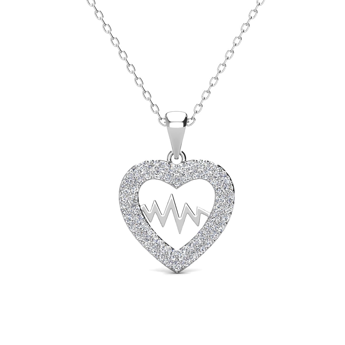 Cate & Chloe Molly 18k White Gold Plated Heart Necklace with Swarovski ...