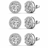 Cate & Chloe Pack of 3 - Ariel 18k White Gold Plated Women's Stud ...