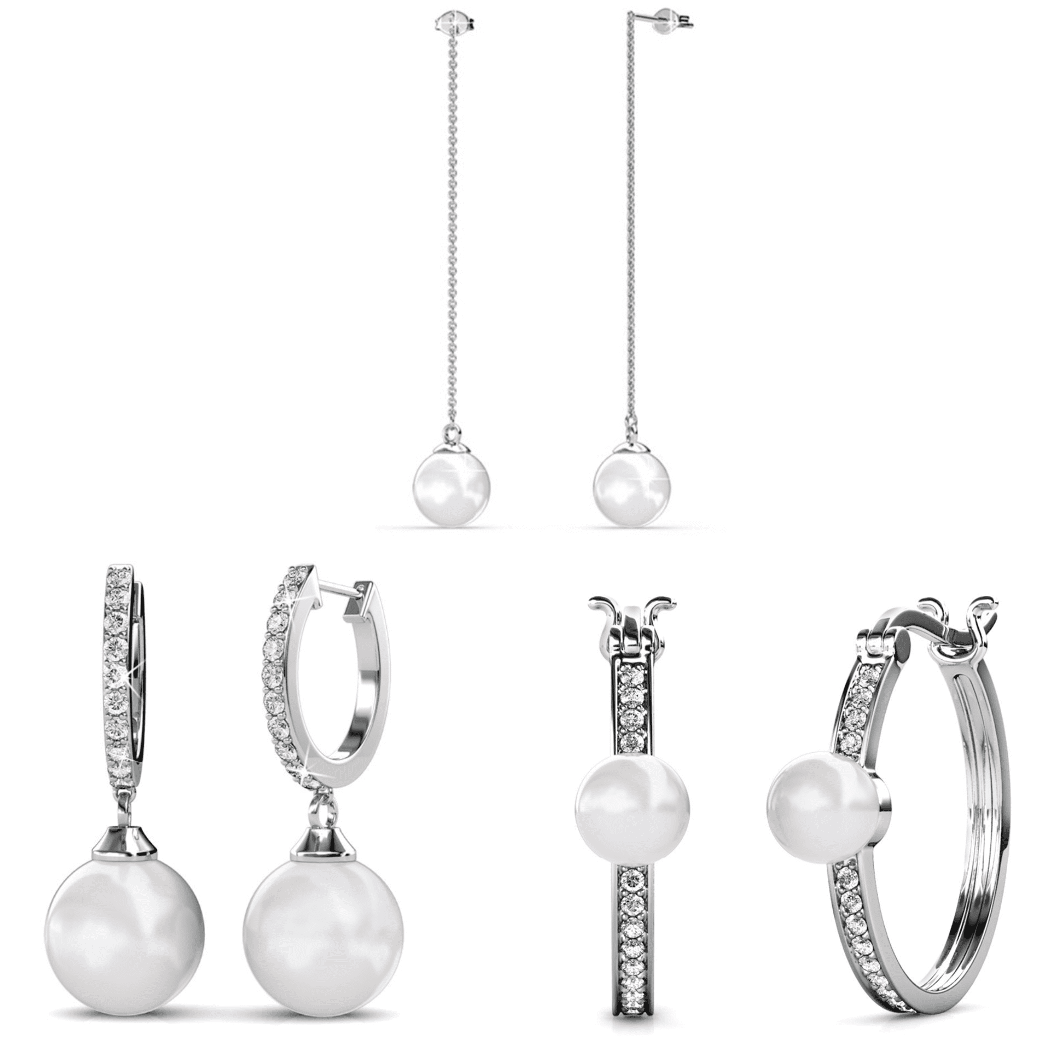Cate & Chloe Pack of 3 - Nyla, Daphne & Aspen 18k White Gold Plated ...