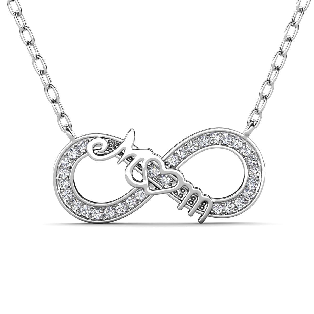 Cate & Chloe Robin 18k White Gold Plated Infinity Mom Necklace with ...
