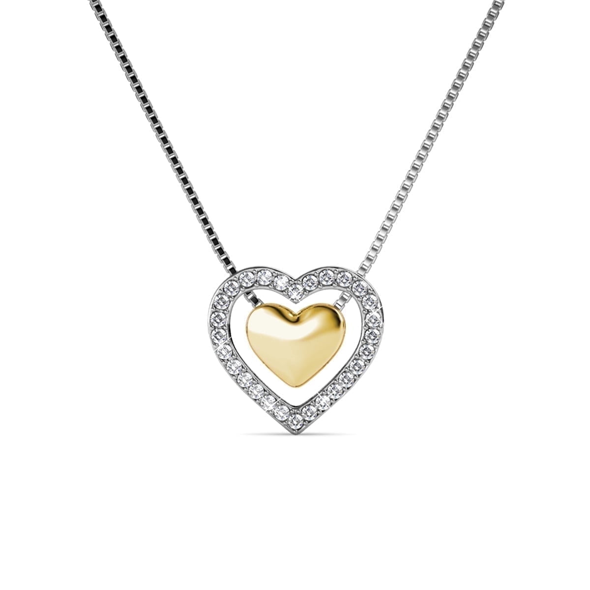 Cate & Chloe Susan 18k White Gold Plated Necklace, Yellow Gold Heart ...