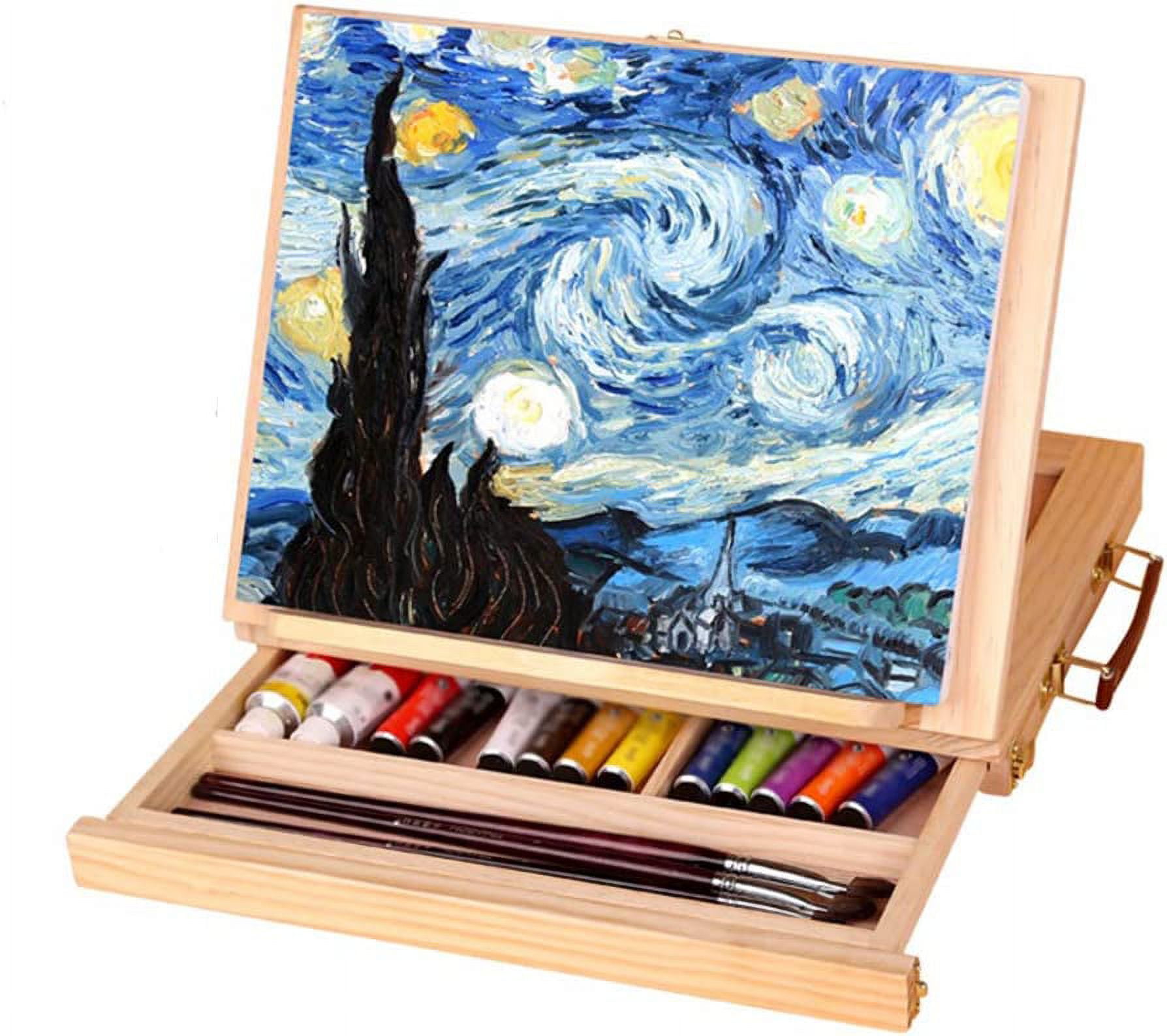 Catekro Artist Easel Desktop Drawer Oil Easel Wooden Small Easel ...
