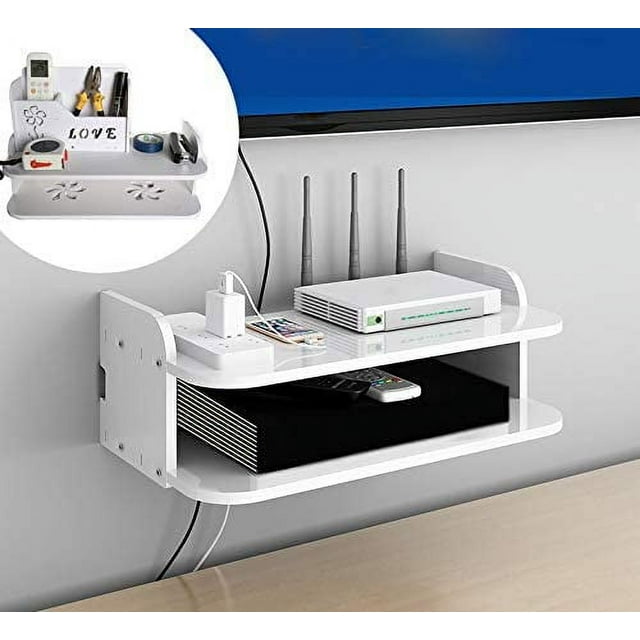 Catekro Small Mini Wall Shelves Stuff WiFi Remote Control Storage Box ...