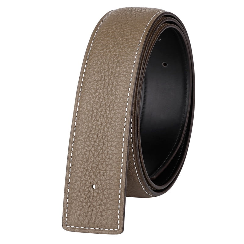 Catelles Khaki Leather Belt Made of Top-grain Cowhide for Pin or Plate ...