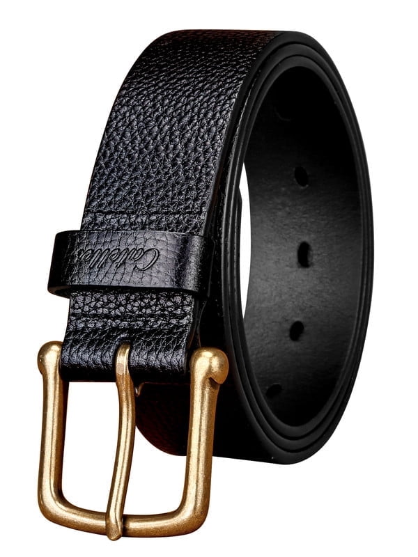 Catelles Men's Genuine Leather Pin Brass Buckle Black Belt, Business ...