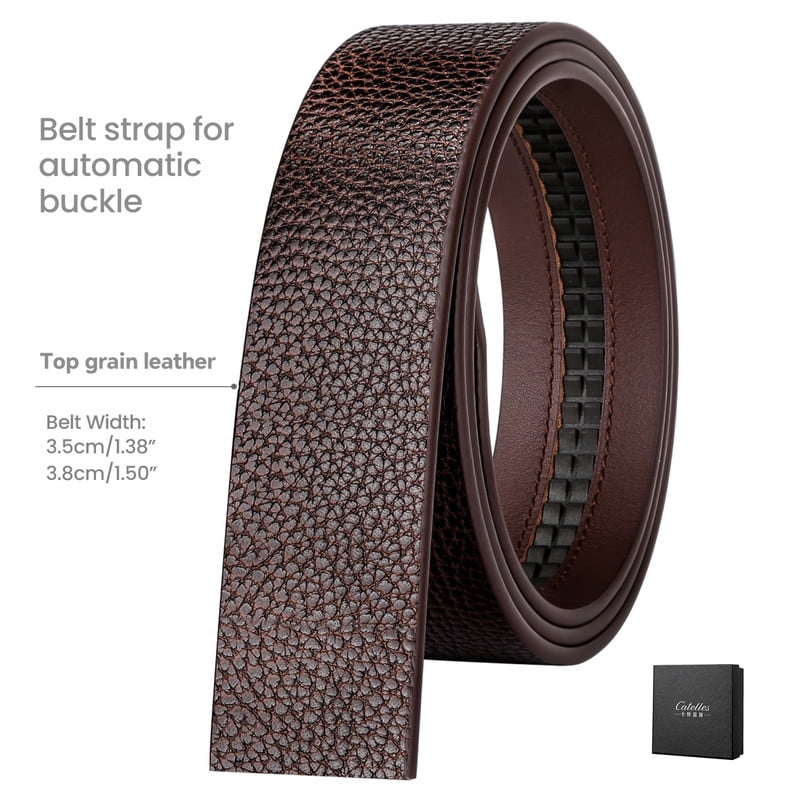 Catelles Men's Top -Grain Cowhide Leather Automatic Buckle Brown Belt ...