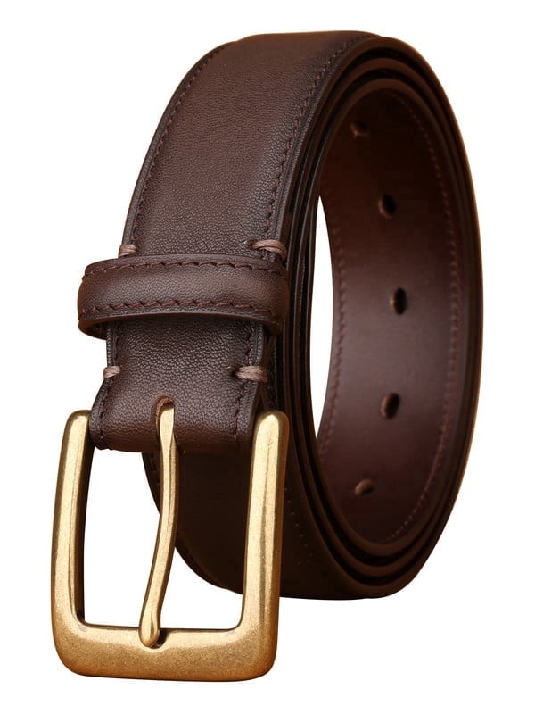 Catelles Premium Full-Grain Cowhide Brown Belt for Men Pin Brass Buckle ...