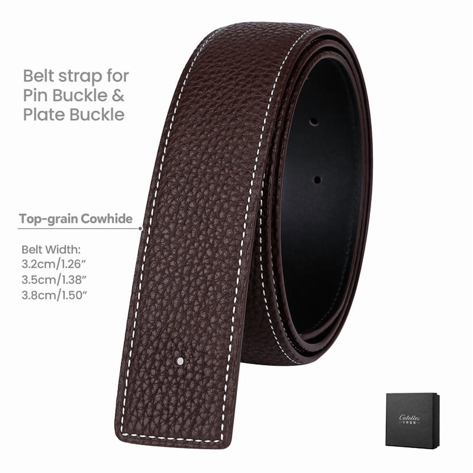 ‌Catelles Top-grain Cowhide Brown Leather Belt Strap for Pin or Plate ...