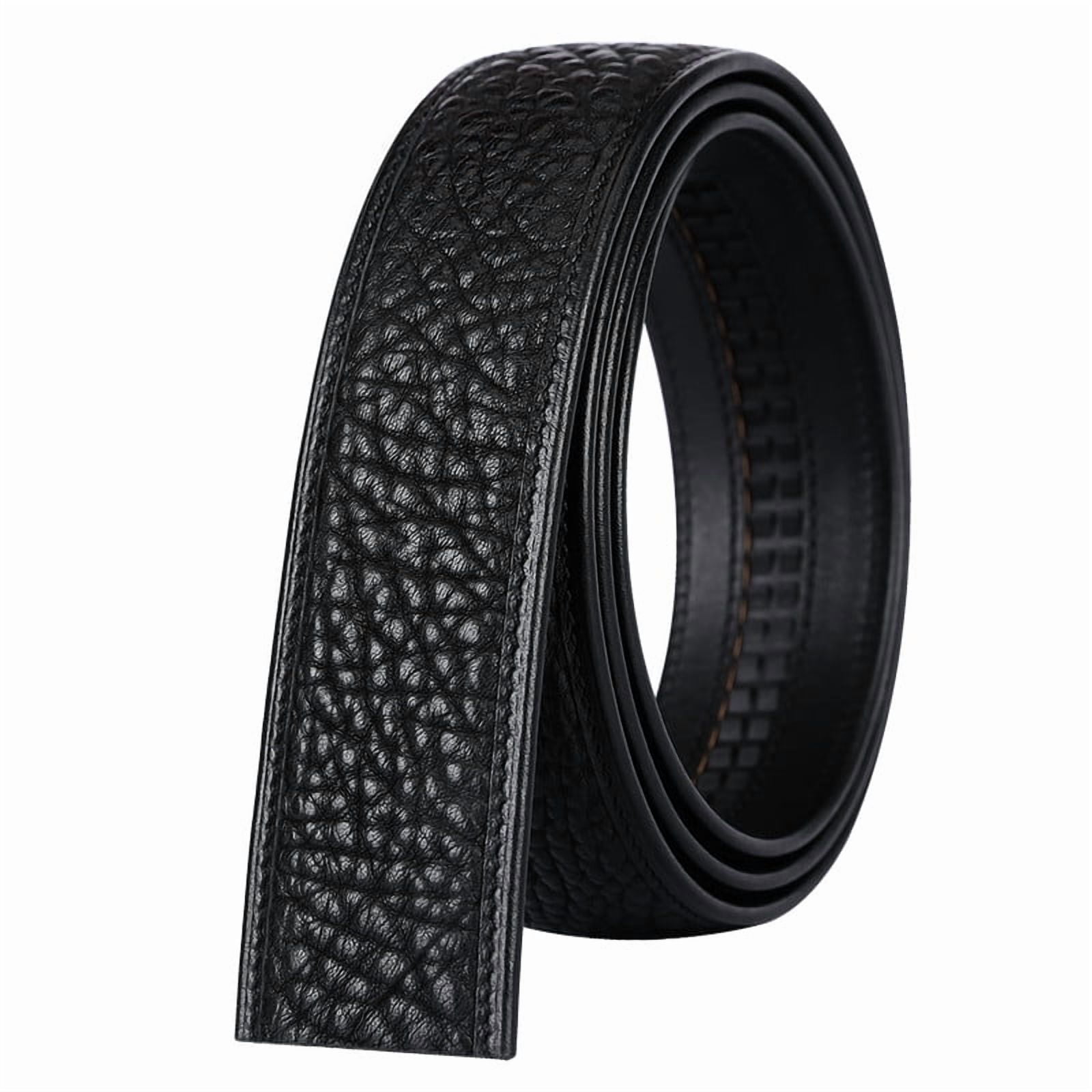 Catelles Top-grain Leather Automatic Buckle Black Belt Strap Crocodile ...