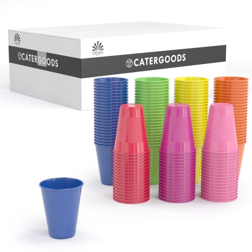 Catergoods Disposable Plastic Cups, 7 oz, Assorted Colors, 700 Sturdy ...