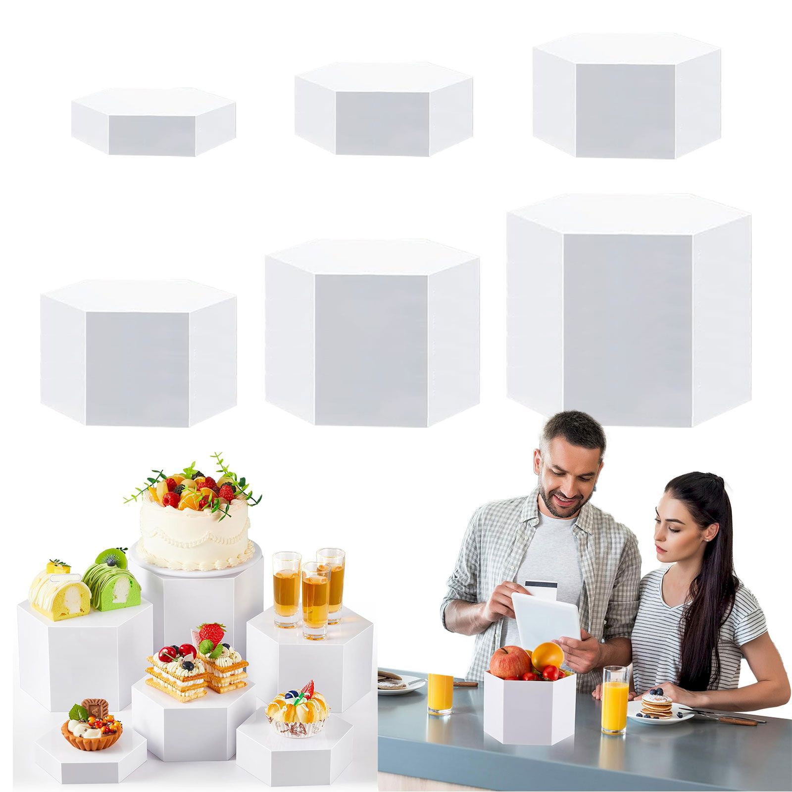 Catering Supplies Buffet Display 6-Piece Hexagonal Acrylic Display ...