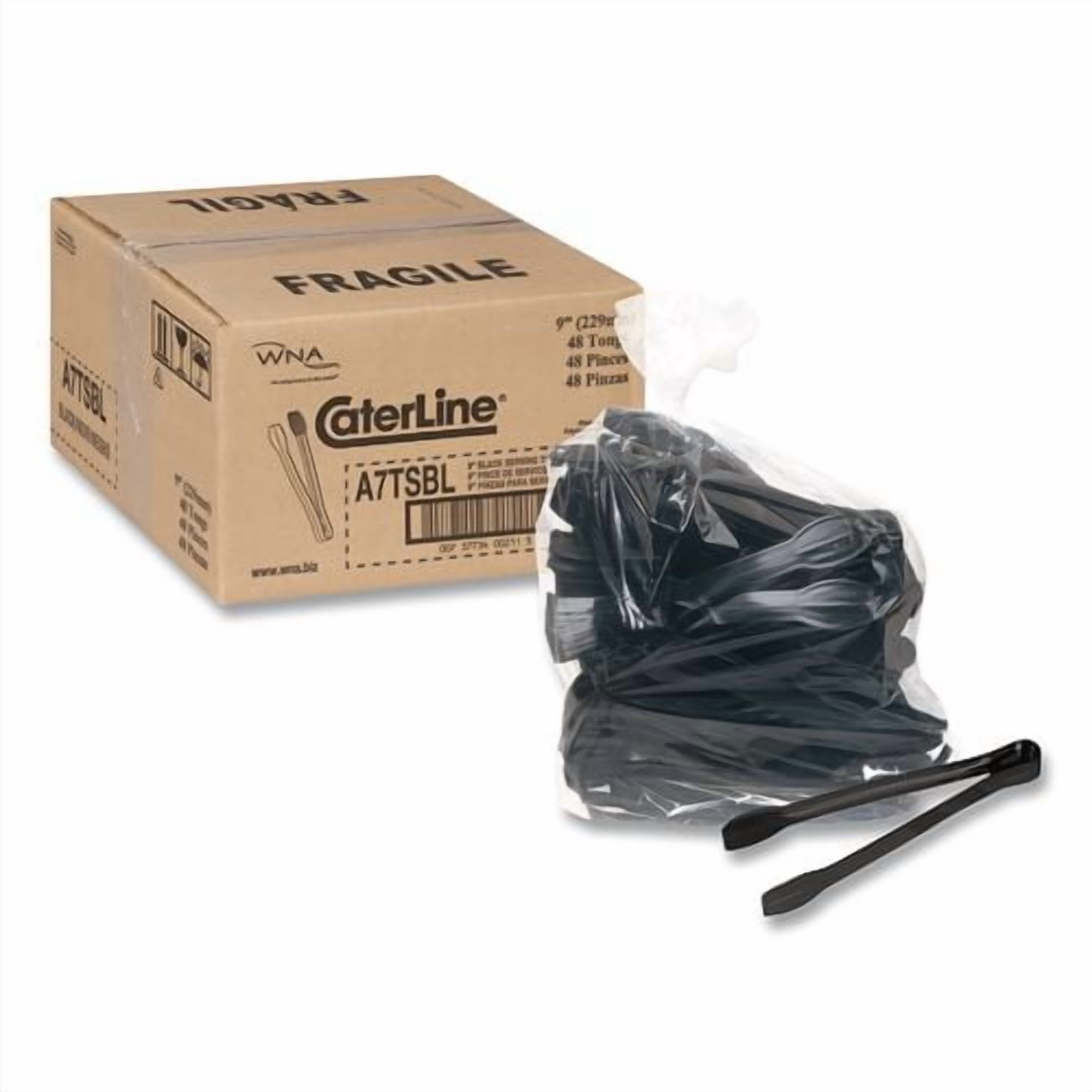 Caterline Tongs, Plastic, 9", Black, 48/Carton | Bundle of 2 - Walmart ...