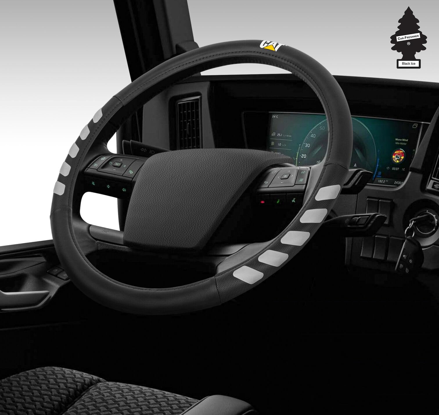Caterpillar 18" Steering Wheel Cover for Semi Trucks - Black with Grey ...