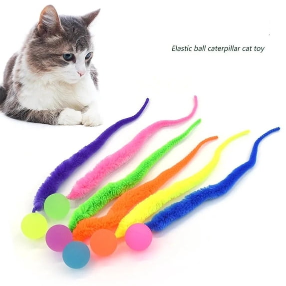Caterpillar Bouncy Ball Wand Cat Toy, Worm Interactive Spring Toy, Chew ...