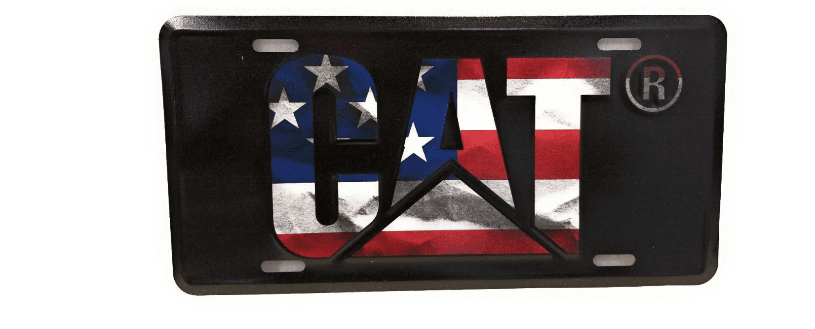 Caterpillar CAT Equipment USA Patriotic Flag Black License Plate ...
