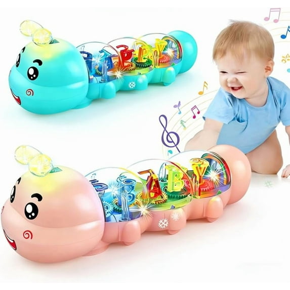 Caterpillar Design Tummy Time Toy with Light & Music, Sensory Music ...