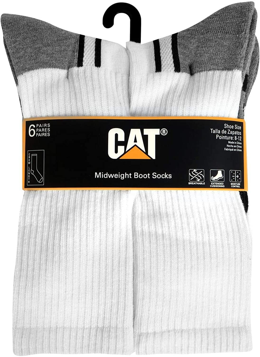Caterpillar, Men's Workwear Boot Socks, 6-Pack, White - Walmart.com