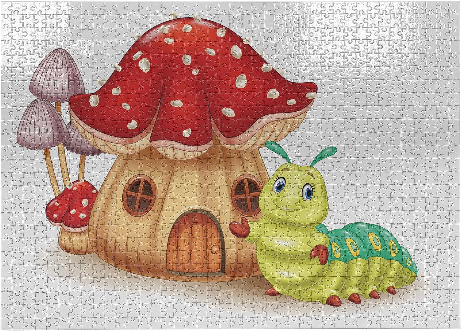 Caterpillar Mushroom House with Bug Cartoon Larva Type Bug Happy ...